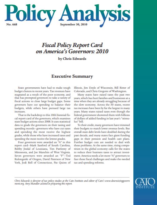 Fiscal Policy Report Card on America's Governors | Cato Institute