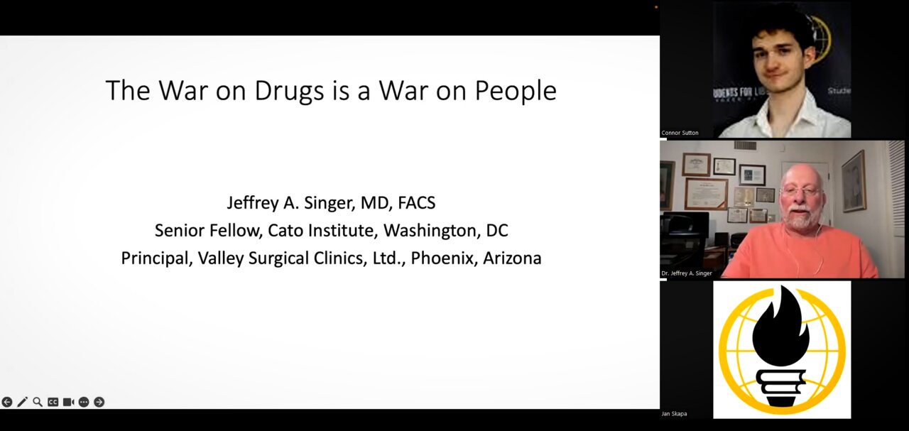 Jeffrey A. Singer gives the presentation, “The War on Drugs is a War on ...