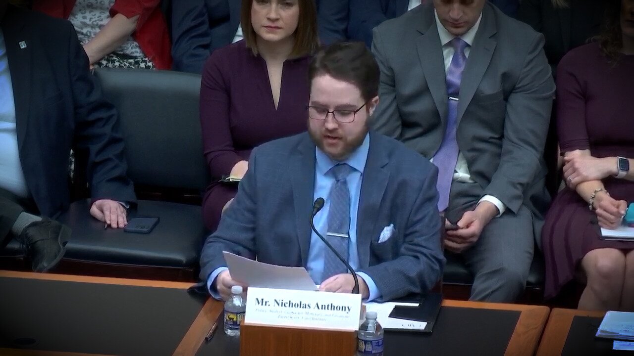Nicholas Anthony testifies at the hearing, "Politicized Financial ...