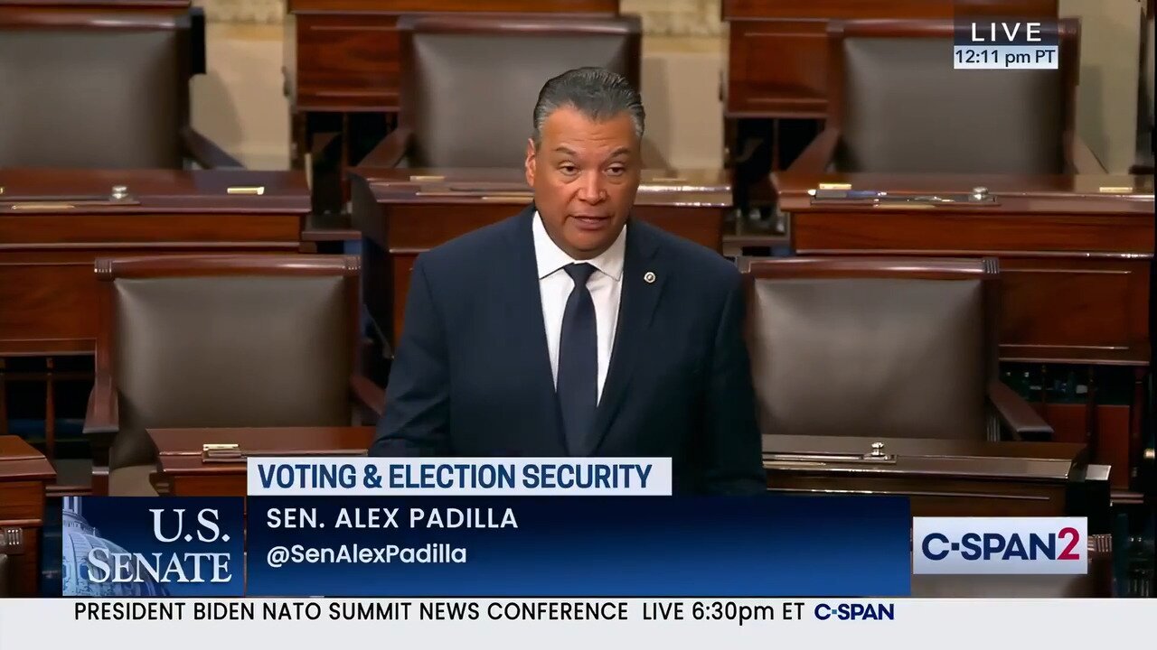 Sen. Alex Padilla (D-CA) cites Alex Nowrasteh's blog post, "Noncitizens ...