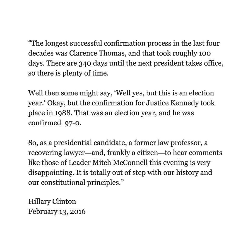 On Supreme Court Nominations, 'Recovering Lawyer' Hillary Clinton ...